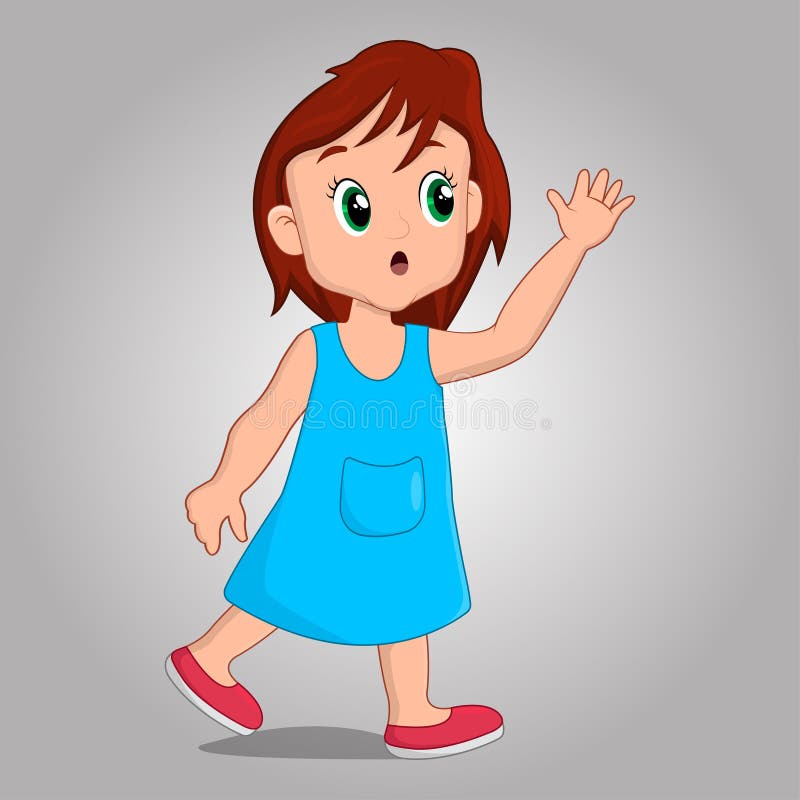 Cute Little Girl Thinking Pose, 2d Cartoon Character Vector Stock ... Cute Little Girl Thinking Pose, 2d Cartoon Character Vector Stock ...