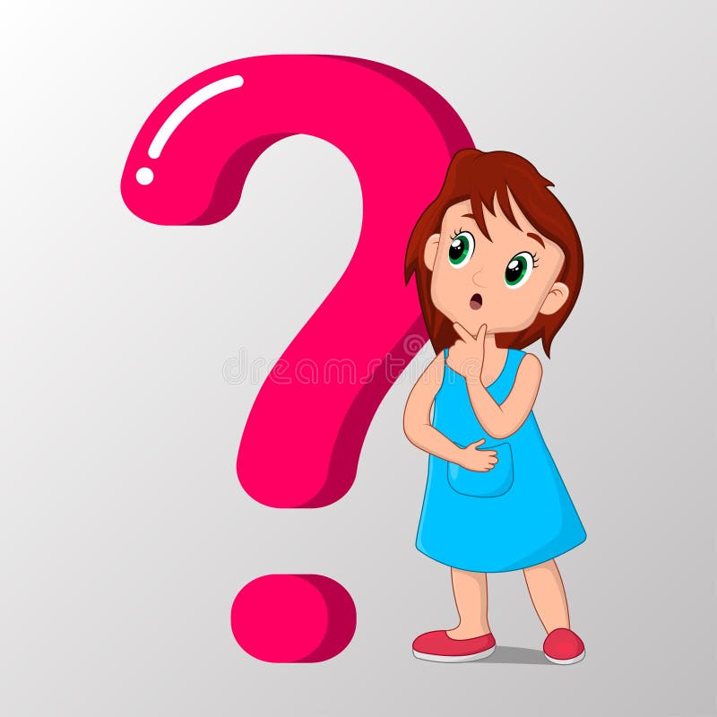 Girl Thinking Vector Illustration with Question Mark. Stock Vector ...