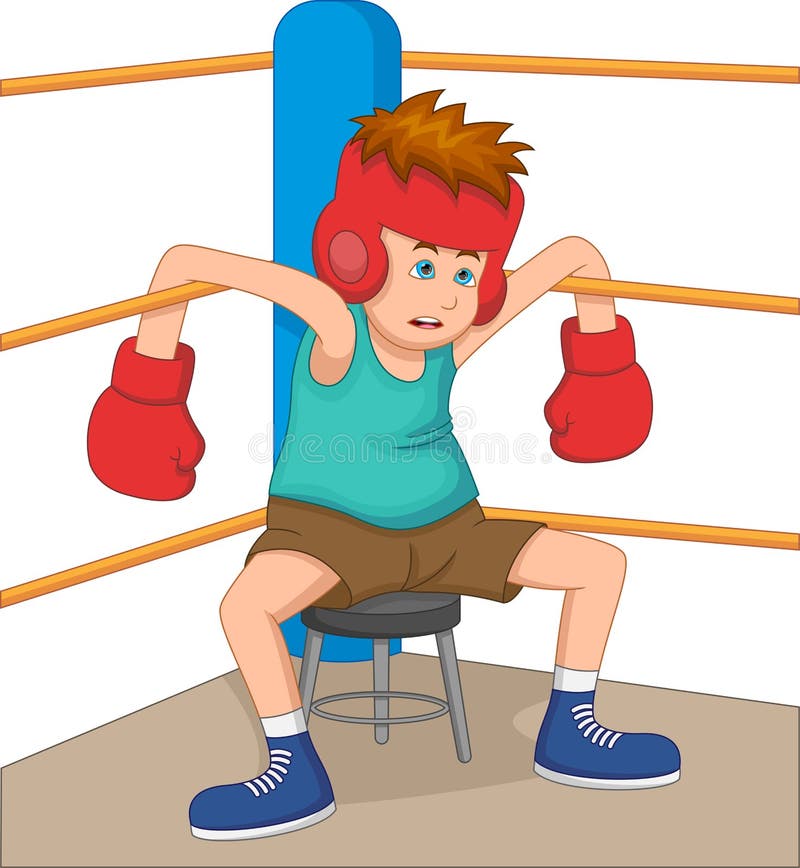 Cartoon Boxer Exhausted in the Corner of the Ring Stock Vector ...