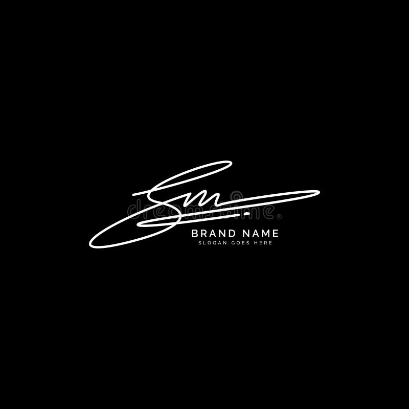 S, M, SM, Initial Letter Logo in Signature and Handwritten Lettering ...