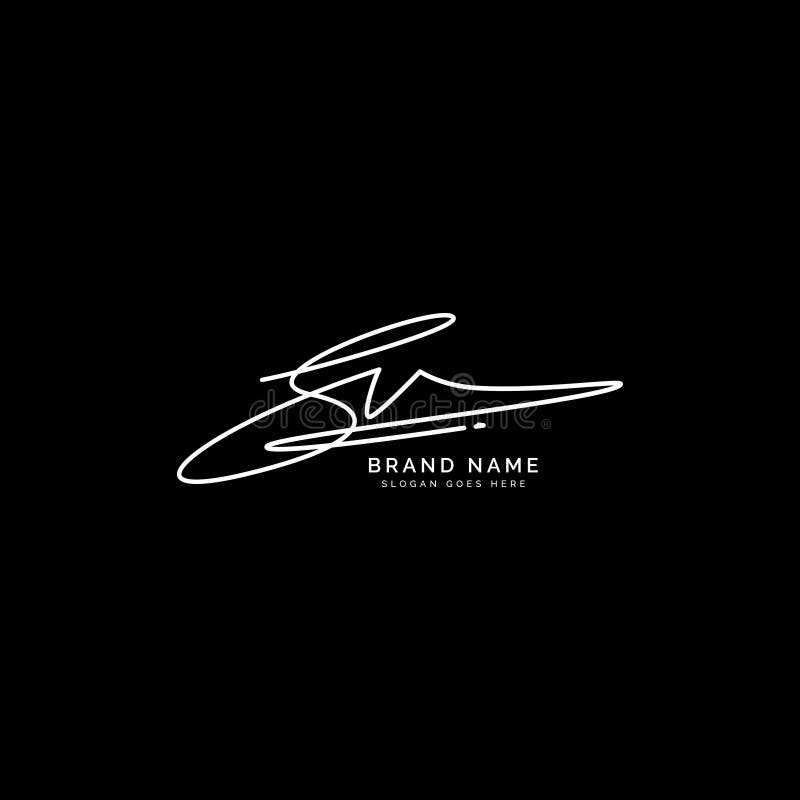 S, V, SV, Initial Letter Logo in Signature and Handwritten Lettering ...