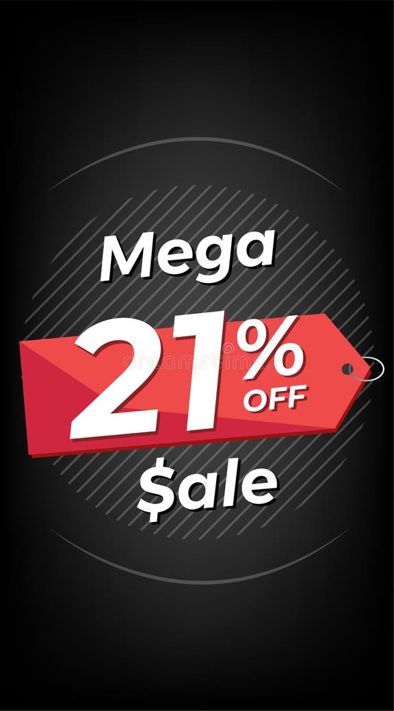21 Percent Off. Black Discount Banner with Twenty-one Percent Stock ...