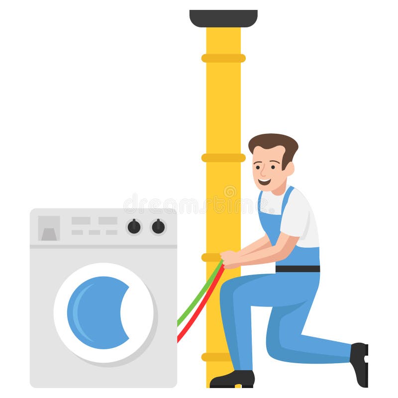 Automatic Washing Machine Drainage Repair Vector Icon Design, Plumber ...