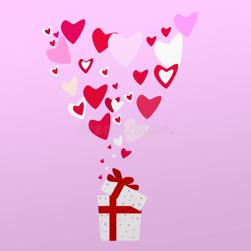 Valentine S Day Background with Gift Box and Hearts. Vector ...