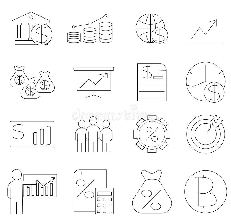 Set Vector Flat Line Icons Office and Business. Bank,Team Work. Money ...