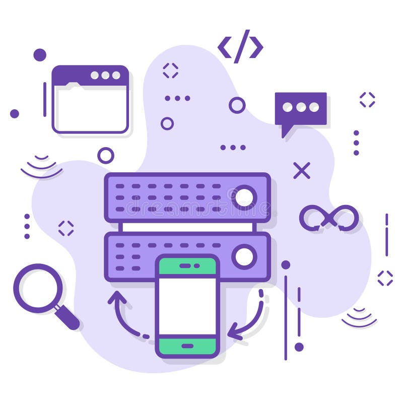 Remote Server Stock Illustartion, RDP Server Access Via Mobile App ...