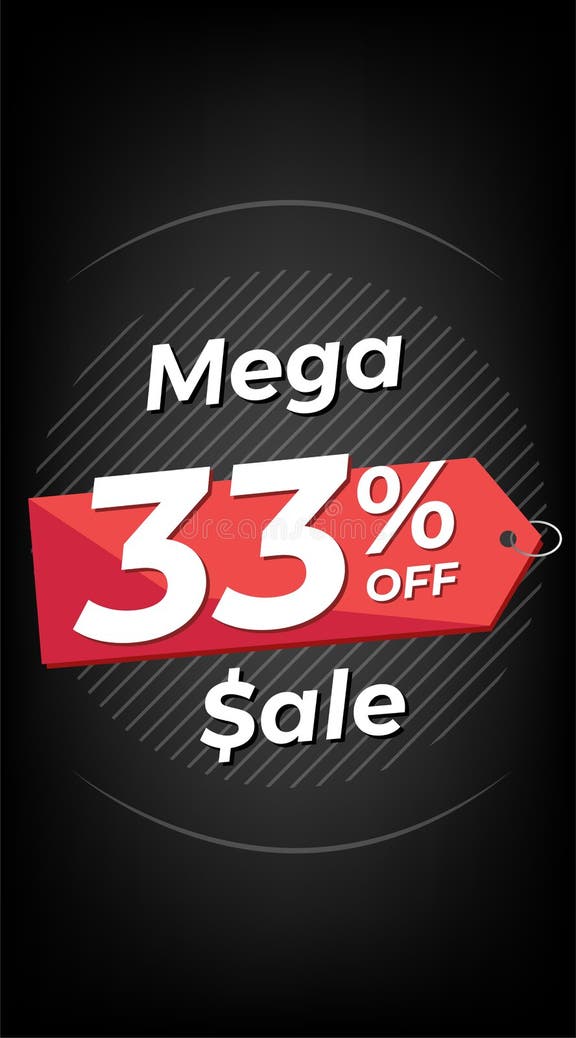 33 Percent Off. Black Discount Banner with Thirty-three Percent Stock ...