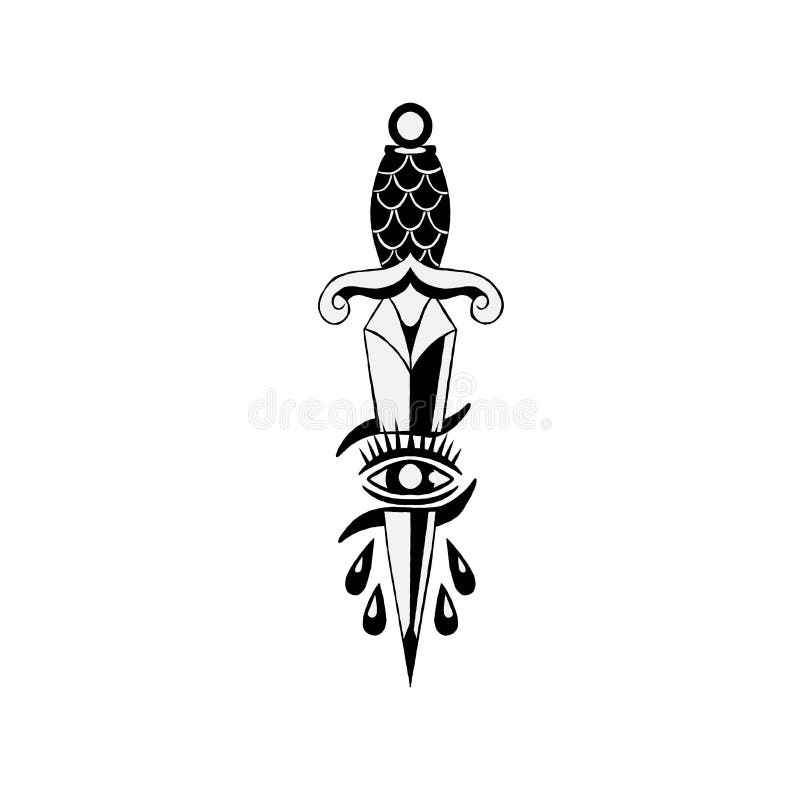 Illustration of a Dagger Stuck with an Eye Design Stock Vector ...