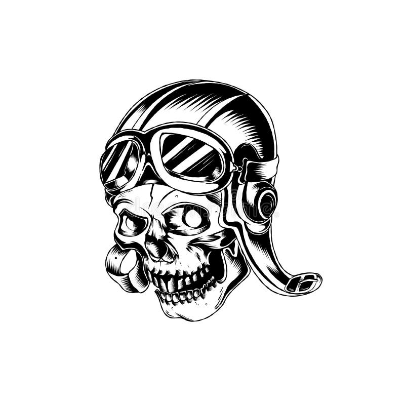 Illustration of Skull Pilot with Helmet Vector Design Stock Vector ...