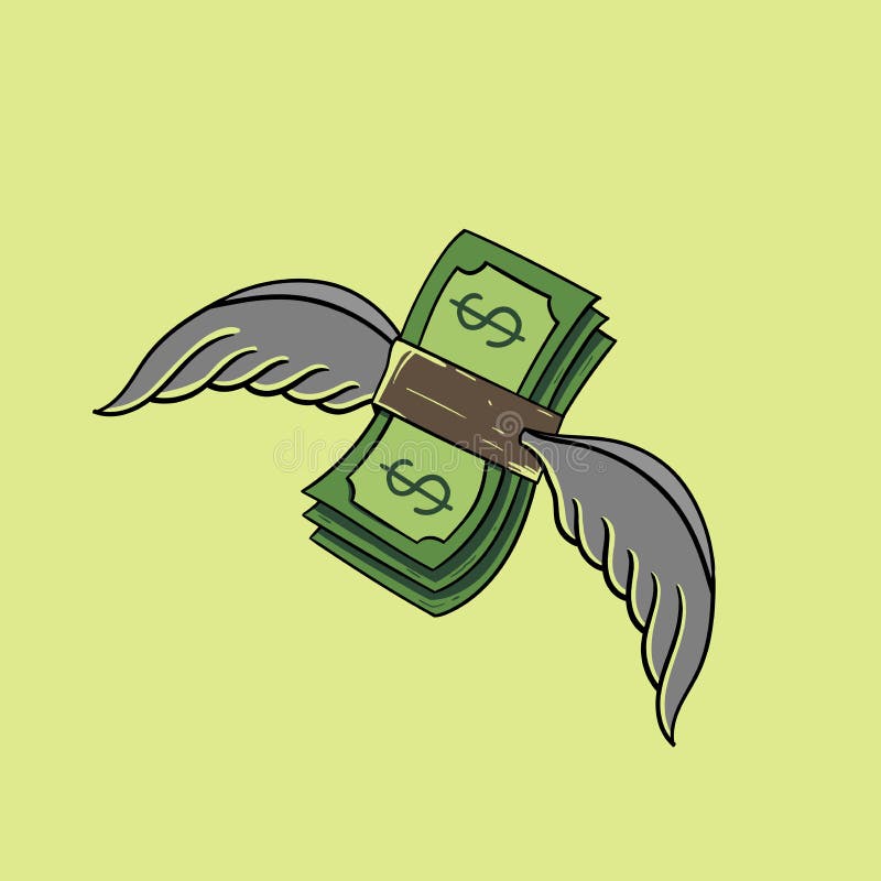 Money Fly with Wings Concept Vector Design Stock Vector - Illustration ...