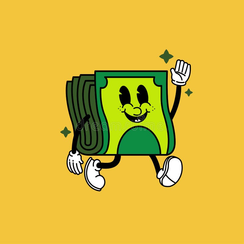 Money Vintage Cute Cartoon Vector Design Stock Vector - Illustration of ...