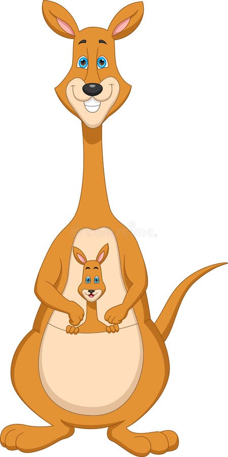 Kangaroo Mother Carrying a Baby in Its Pouch. Vector Illustration Stock ...