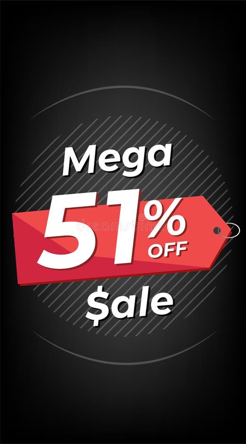 51 Percent Off. Black Discount Banner with Fifty-one Percent Stock ...