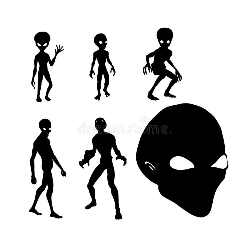 Set of Group Alien Silhouettes Vector Design Stock Vector ...