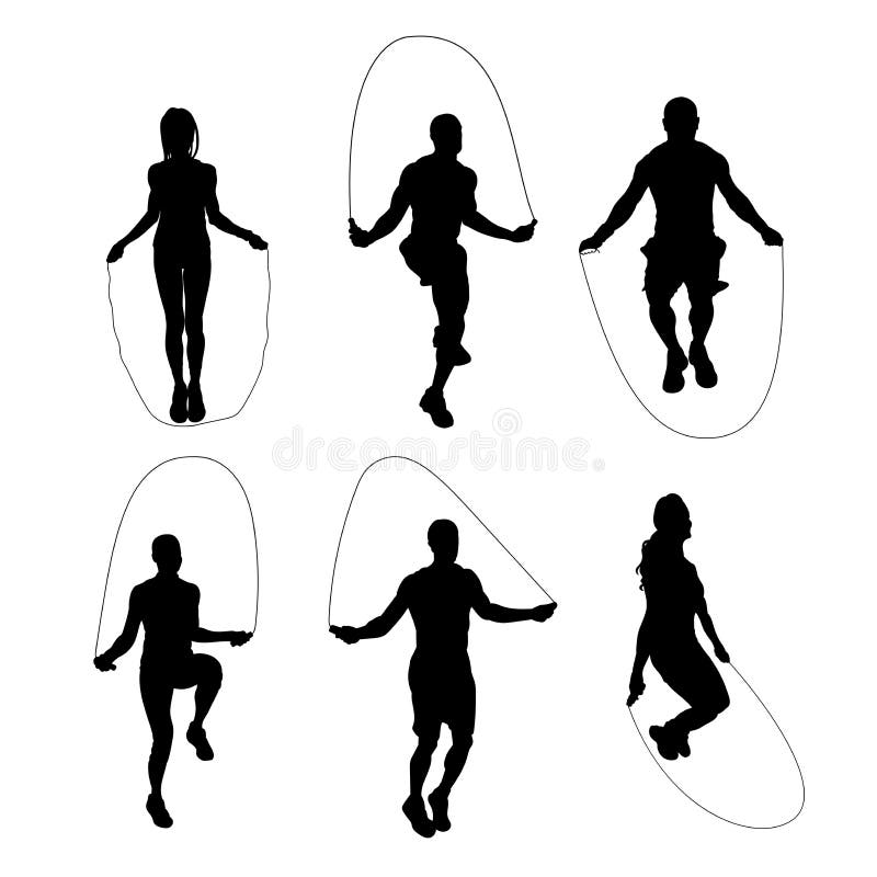 Set of Jump Rope Silhouettes Physical Fitness Exercise Stock Vector ...
