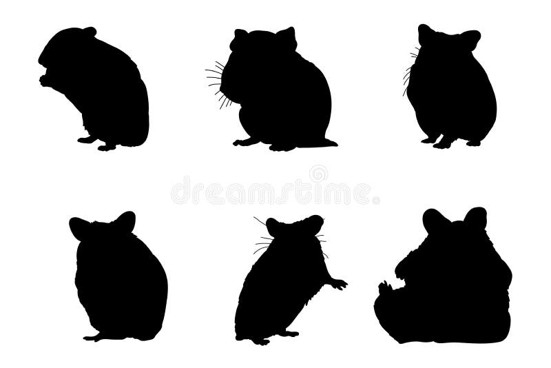 Set of Silhouettes of Hamsters Vector Design White Isolated Silhouette ...