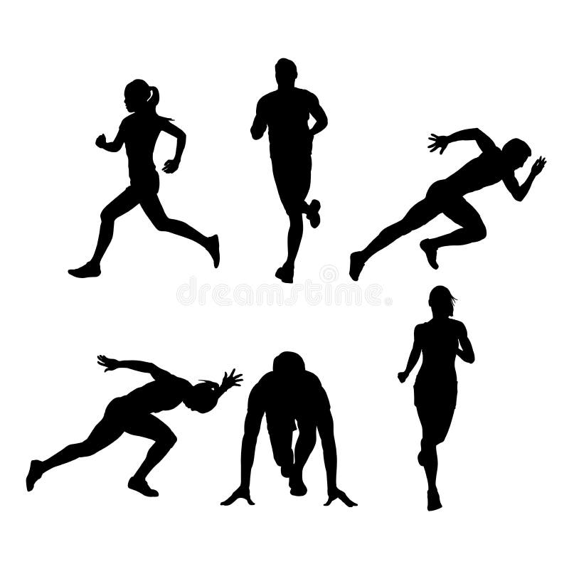 Set of Silhouettes of People Running Sports Stock Vector - Illustration ...