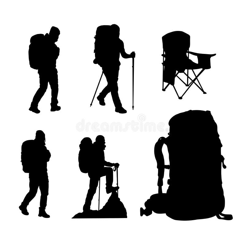 Set of Solo Hiking Adventure Vector Design Stock Vector - Illustration ...