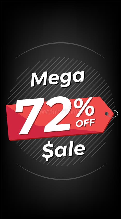 72 Percent Off. Black Discount Banner with Seventy-two Percent Stock ...