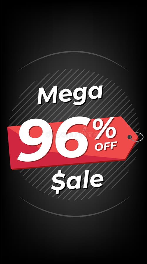 96 Percent Off. Black Discount Banner with Ninety-six Percent Stock ...