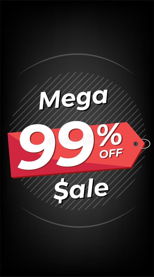 99 Percent Off. Black Discount Banner with Ninety-nine Percent Stock ...