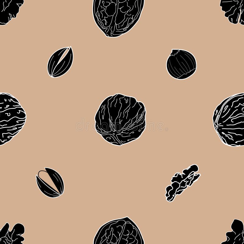 Seamless Pattern. Vector Graphics. a Set of Nuts. Stock Vector ...