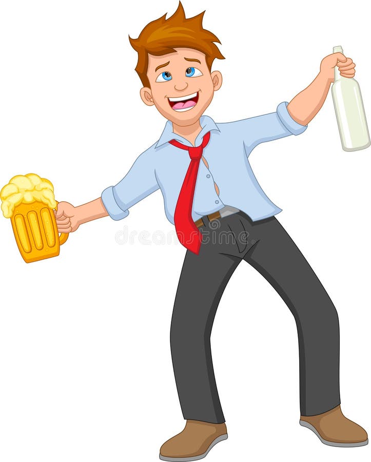 Cartoon Drunk Man Carrying Beer Stock Vector - Illustration of drink ...