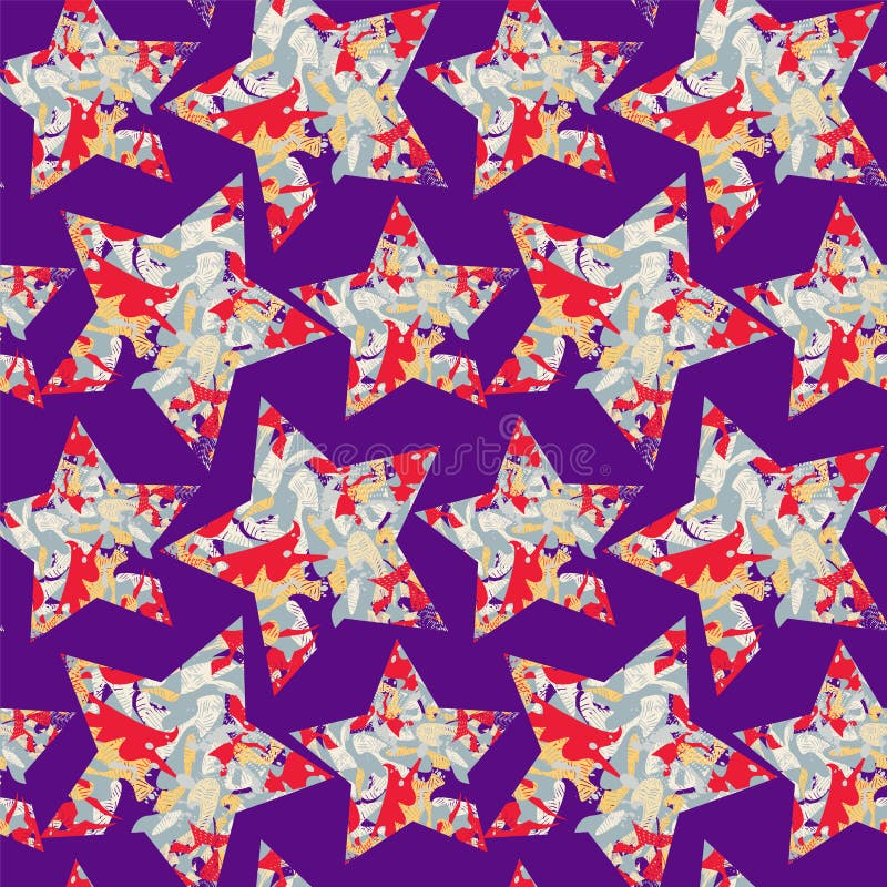 Seamless Abstarct Pattern with Unique Stars Stock Vector - Illustration ...