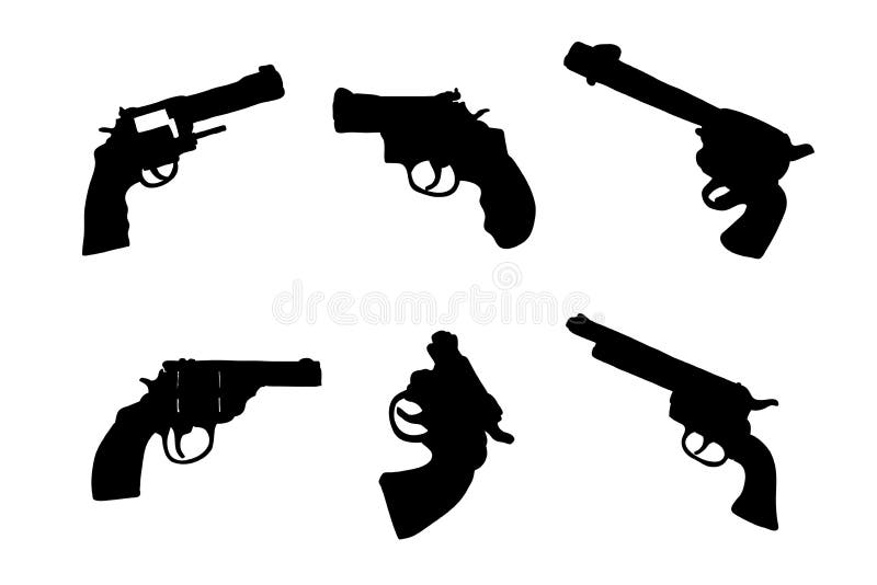 Set of Silhouettes of Weapons Revolver Vector Design Stock Vector ...