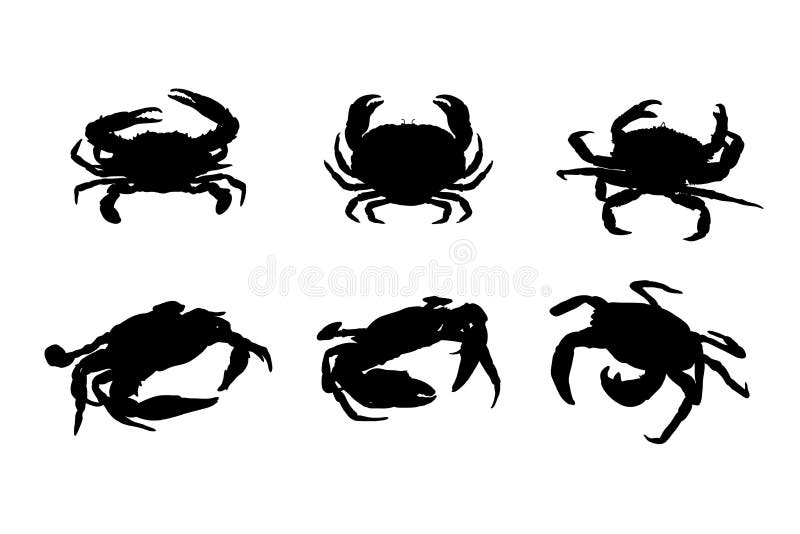 Set of Silhouettes of Crabs Vector Design Stock Vector - Illustration ...