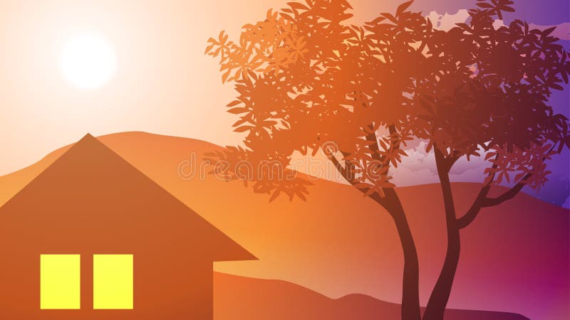 Homestay and tree beside stock vector. Illustration of room - 268943194