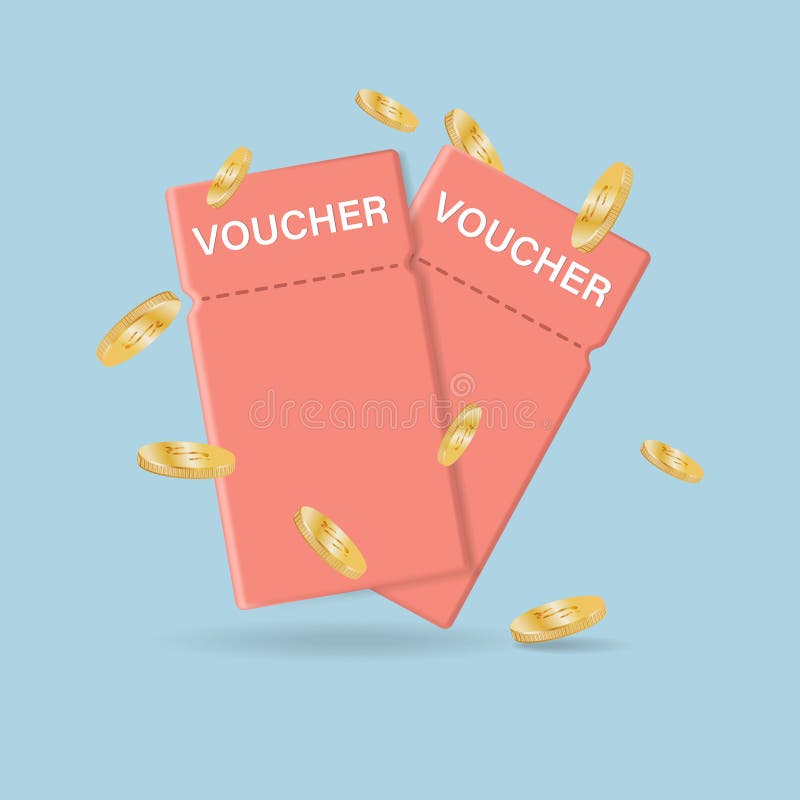 Discount Coupon with Coins. Design of a Cash Back Voucher Card Template ...