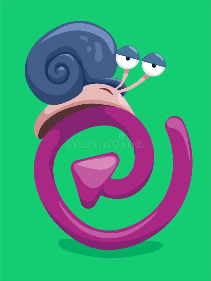 Snail Waiting on Replay Icon, Vector Illustration of a Bored Cartoon ...