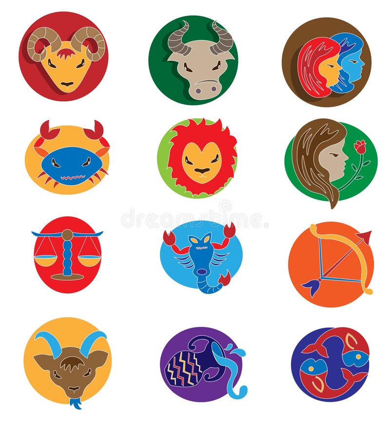 Astrology Symbols Drawing, All Twelve Signs. Stock Vector ...
