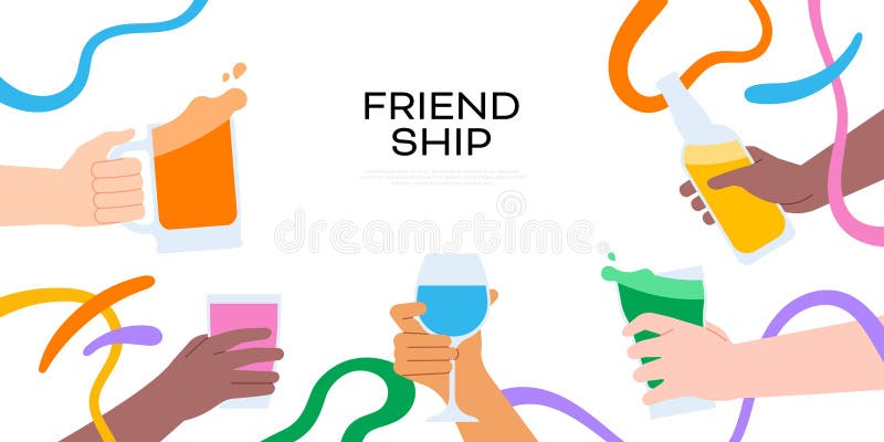 Friends Party Event Illustration Template of Friend Group Drinking ...