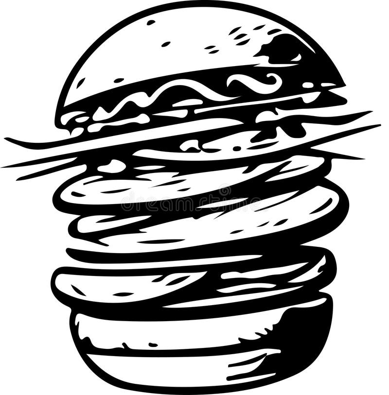 Fast Food Hamburger Vector Illustration for Vinyl Cutting Stock Vector ...