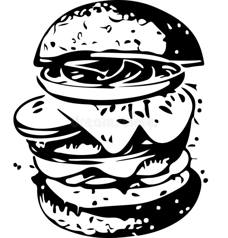 Fast Food Hamburger Vector Illustration for Vinyl Cutting Stock Vector ...