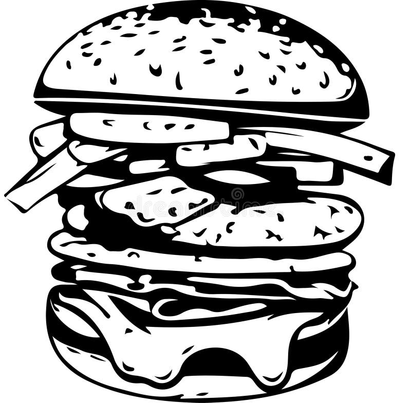 Fast Food Hamburger Vector Illustration for Vinyl Cutting Stock Vector ...