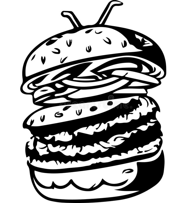 Fast Food Hamburger Vector Illustration for Vinyl Cutting Stock Vector ...