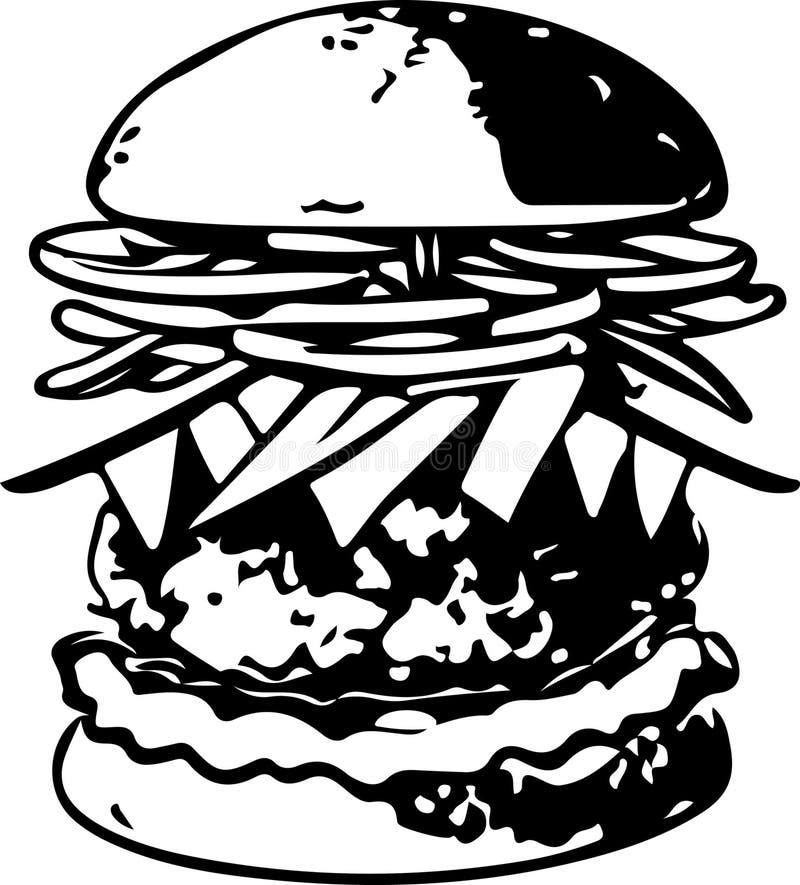 Fast Food Hamburger Vector Illustration for Vinyl Cutting Stock Vector ...