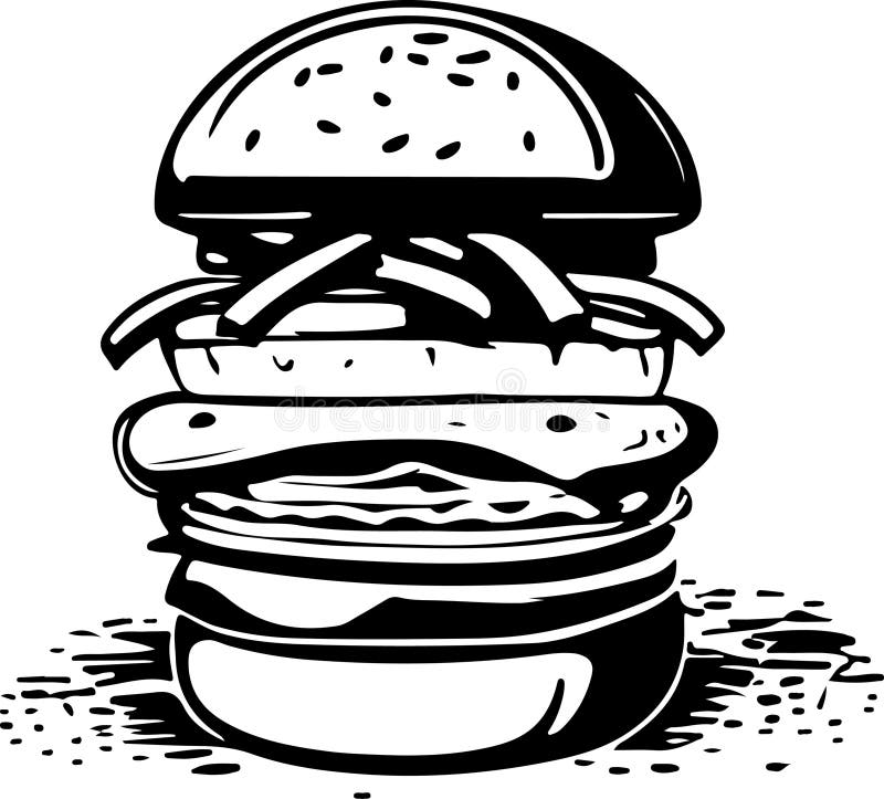 Fast Food Hamburger Vector Illustration for Vinyl Cutting Stock Vector ...