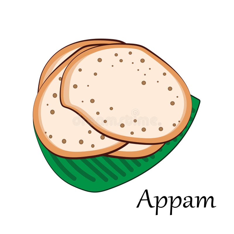 Indian Dish Appam Vector Illustration Stock Vector - Illustration of ...