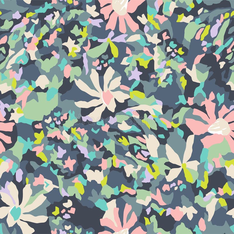 Vector Flower with Multi Color Illustration Seamless Repeat Pattern ...