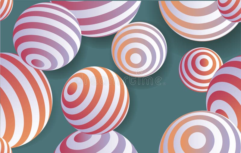 Seamless 3d Pattern with Striped Balls in Fashionable Shades Stock ...