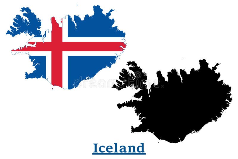 Iceland National Flag Map Design, Iceland Country Flag Inside the Map ...