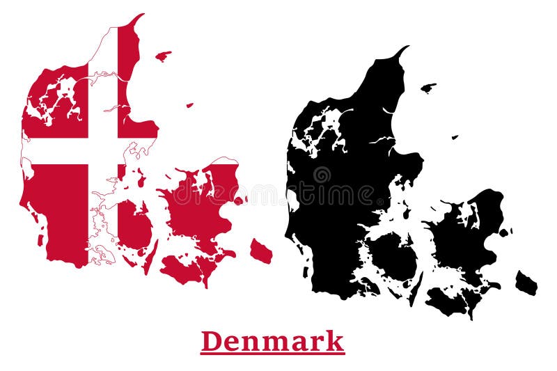 Denmark National Flag Map Design, Denmark Country Flag Inside the Map ...