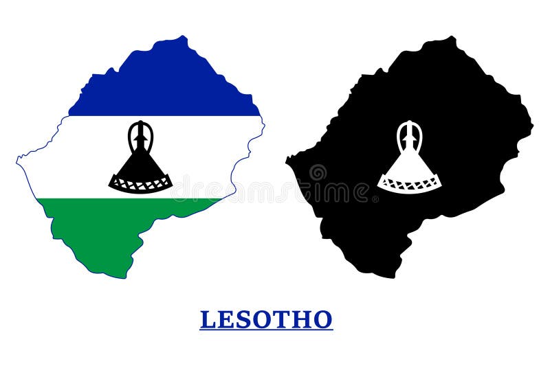 Lesotho National Flag Map Design, Lesotho Country Flag Inside the Map ...