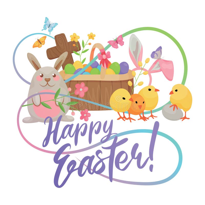 Happy Easter Sunday Colorful Lettering Stock Illustrations – 308 Happy ...