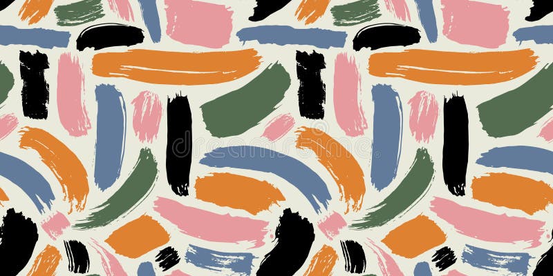Colorful Abstract Brush Stroke Painting Seamless Pattern Stock Vector ...