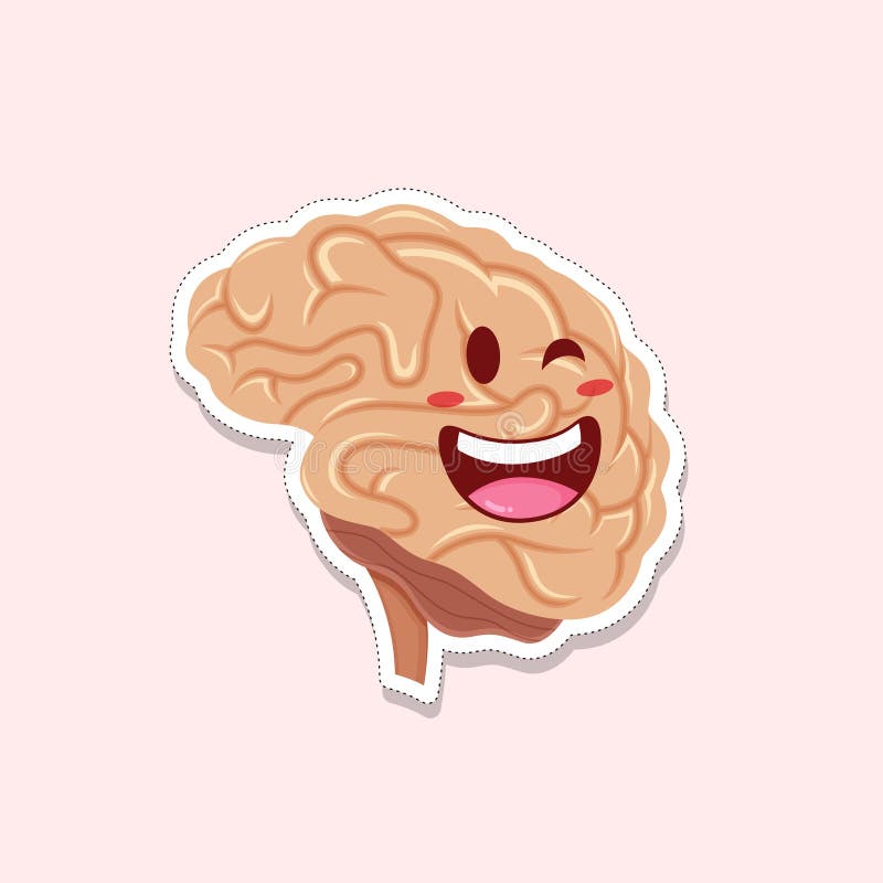 Cute Brain Funny Human Internal Organs Sticker Vector Illustration ...